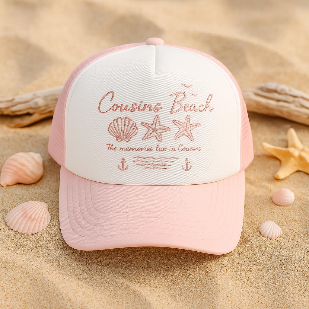 Cousins Beach Foam Trucker Hat, Embroidered Summer Puff Hat, Beach ...
