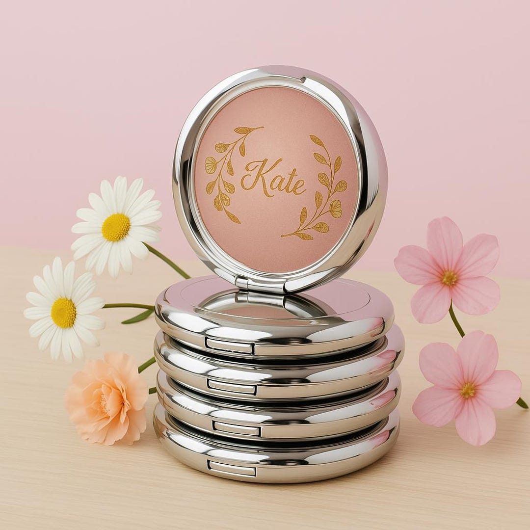 Personalized Pocket Mirror for Bridesmaid Gift, Custom Compact Travel ...