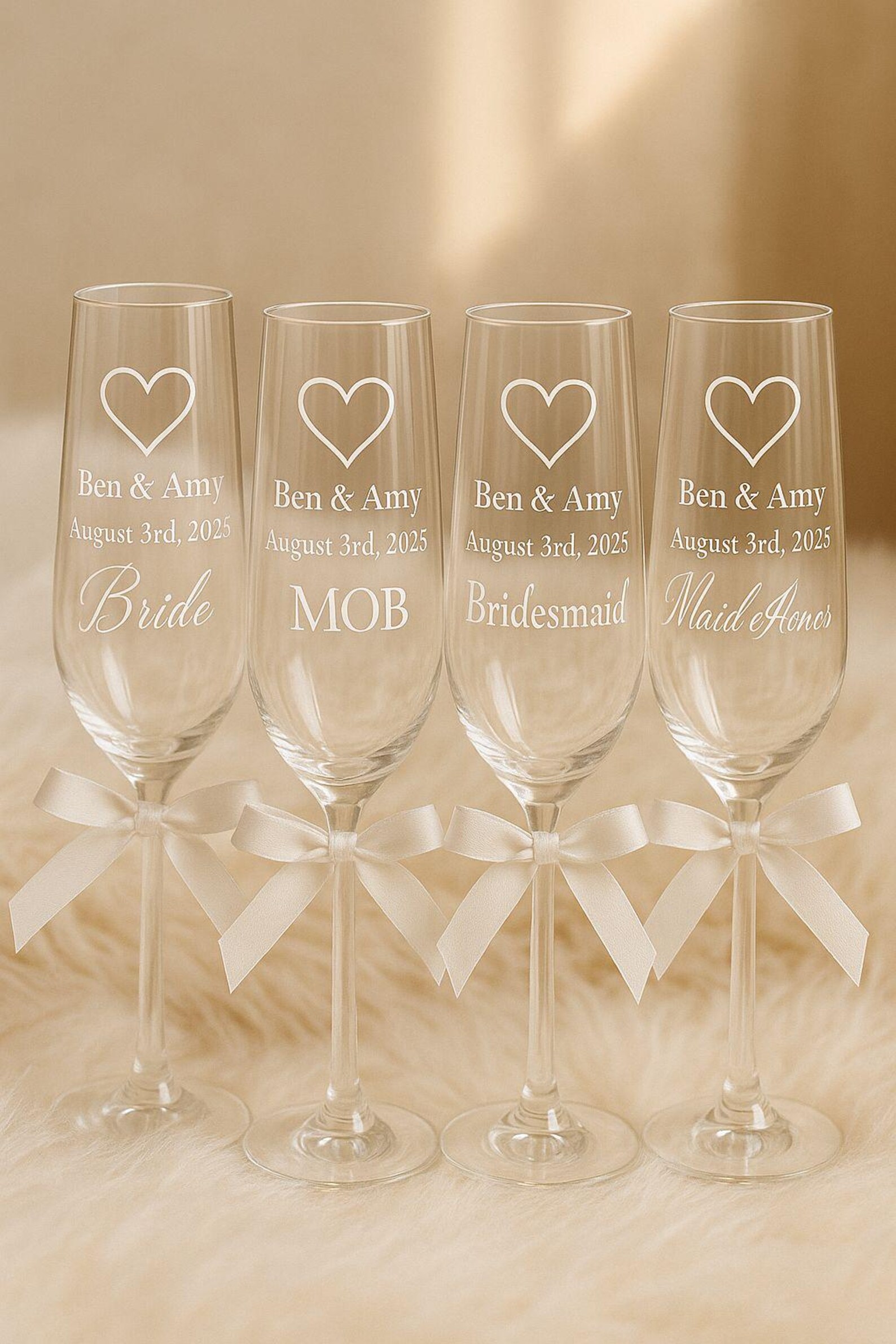 Custom Wedding Champagne Flute Glass, Engraved Couple Drinkware for ...