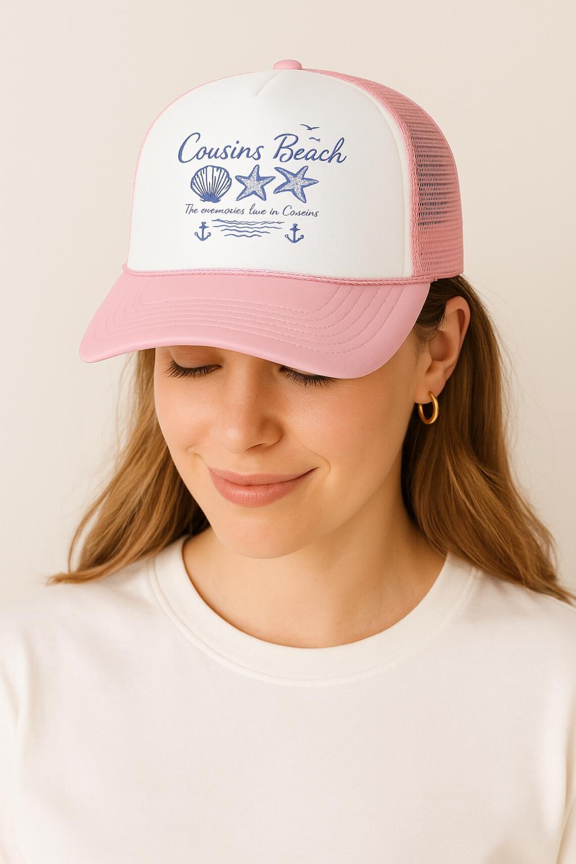 Cousins Beach Foam Trucker Hat, Embroidered Summer Puff Hat, Beach ...