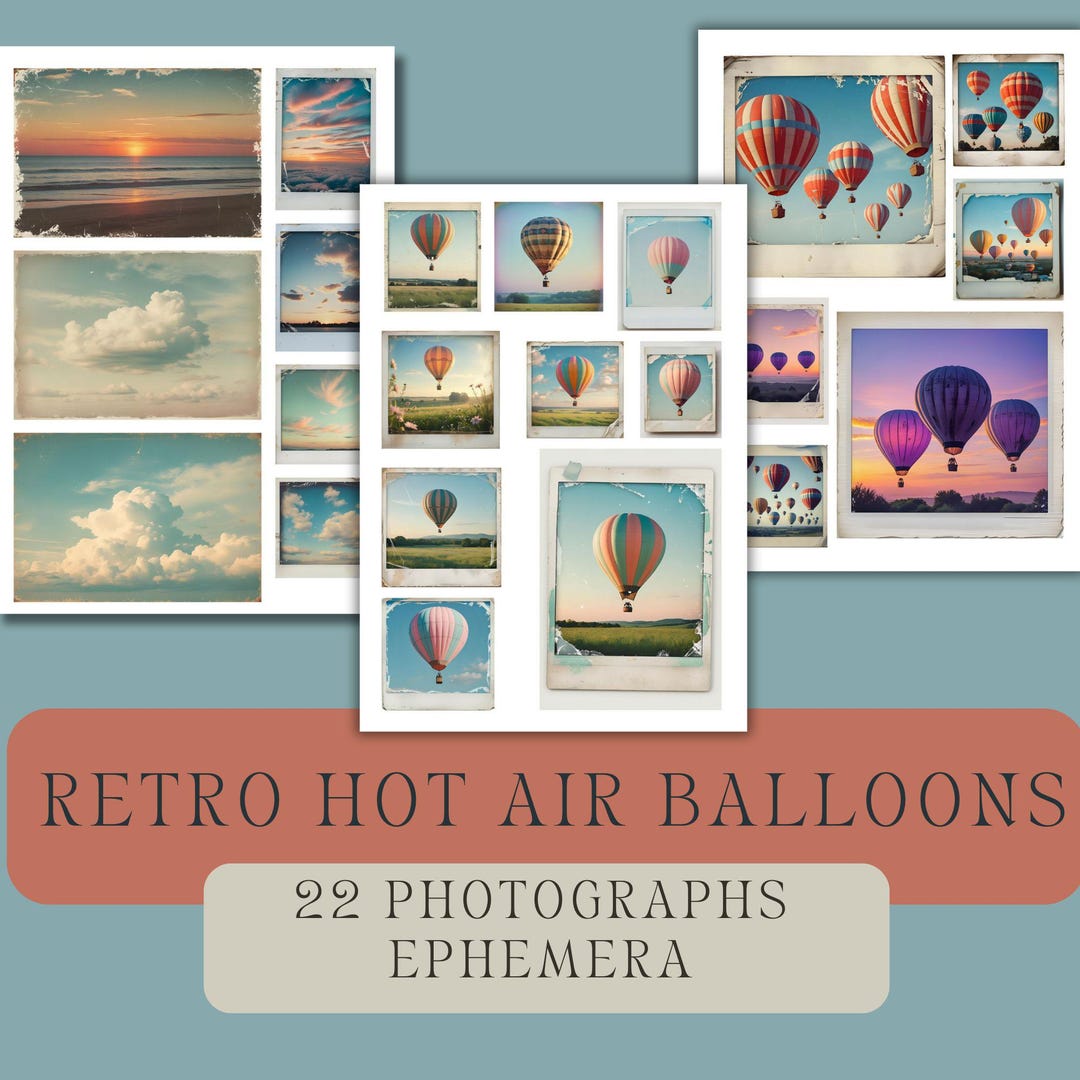 Hot Air Balloon Faded Retro-style Photographs Instant Camrea Pictures ...