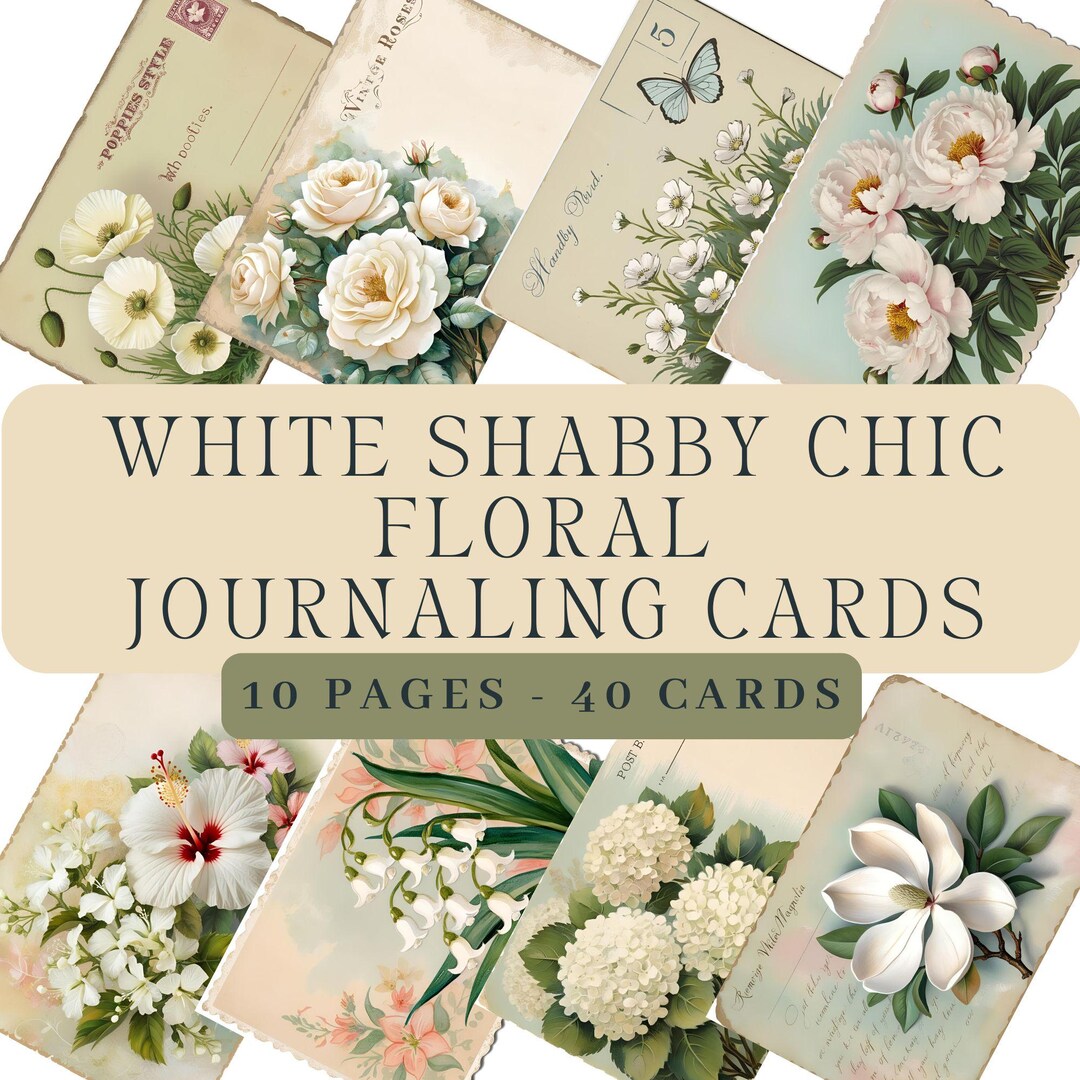 Shabby Chic Floral Journaling Cards: Vintage Cottagecore Ephemera ...