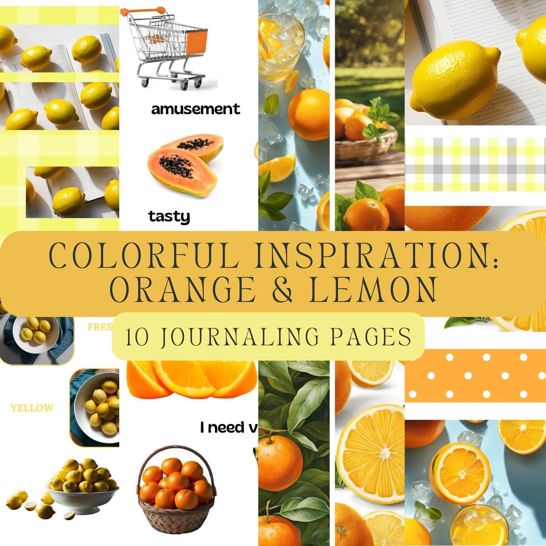 Orange & Lemon Scrapbook Kit: Printable Junk Journal Ephemera (digital ...