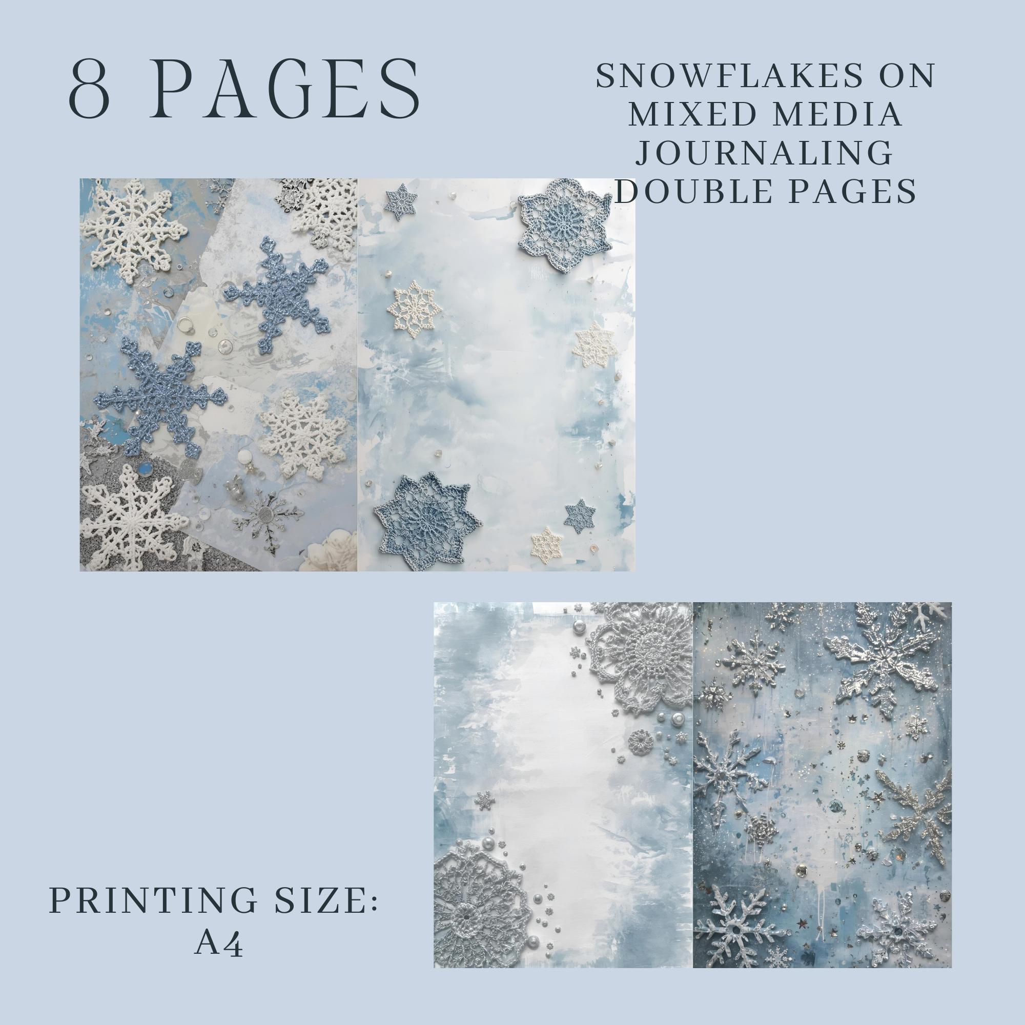 Snowflake Mixed Media Junk Journal Double Pages for Scrapbook, Art ...