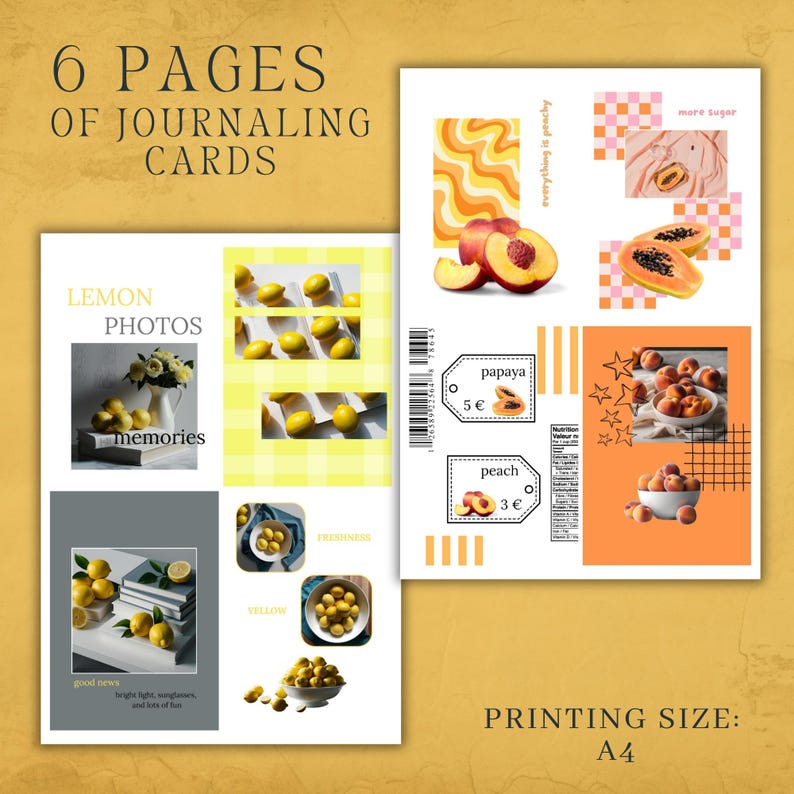 Orange & Lemon Scrapbook Kit: Printable Junk Journal Ephemera (digital ...