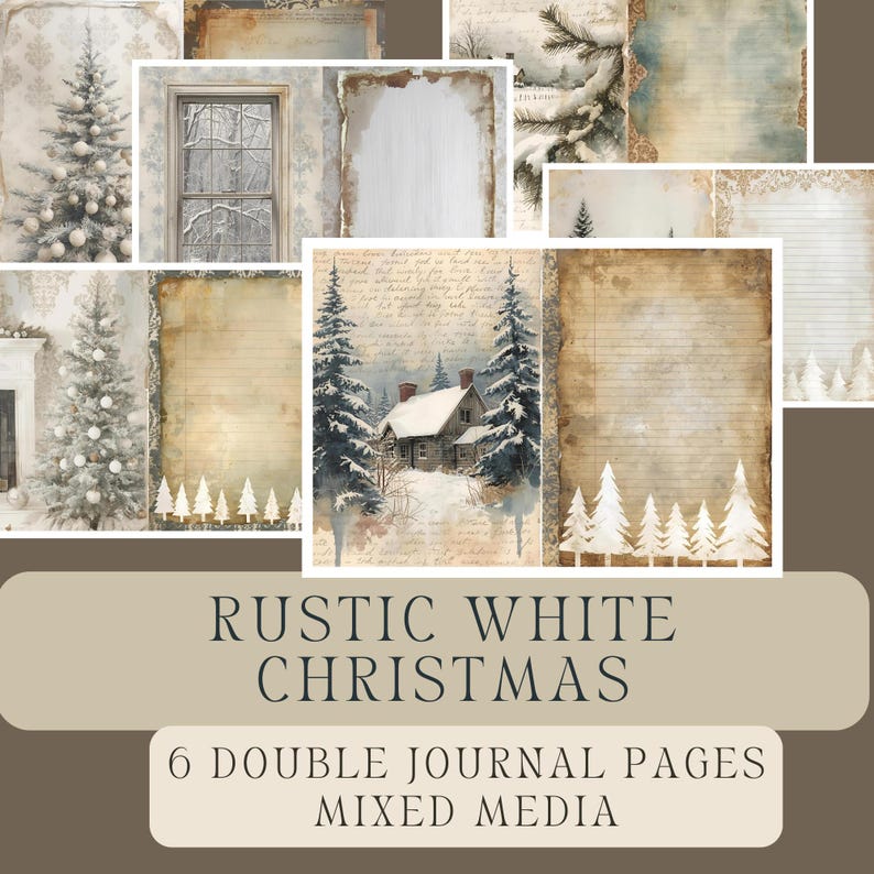 Páginas rústicas blancas de arte navideño para álbumes de recortes ...