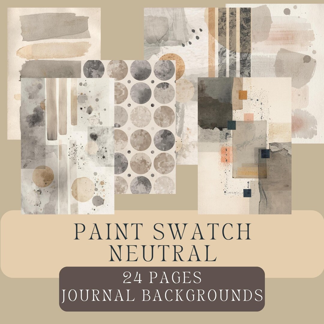 Neutral Paint Swatch Book Junk Journal Set: Beige and Grey Watercolor ...