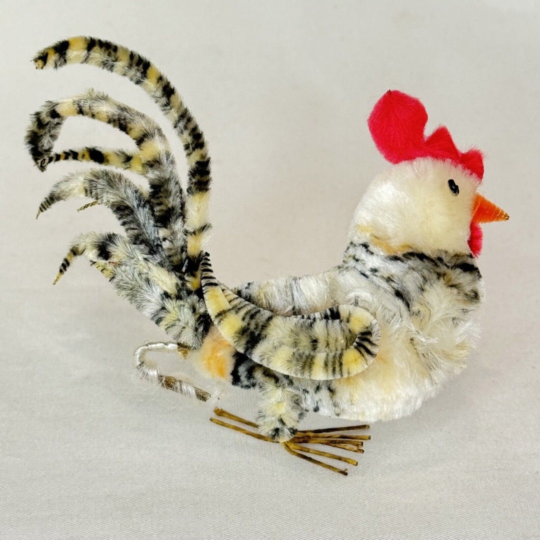 Vintage Chenille Rooster Christmas Ornament Spun Pipe Cleaner Speckled ...