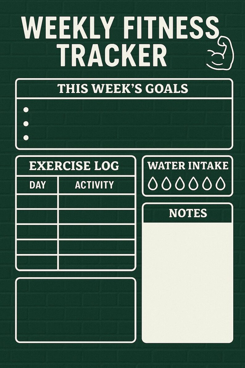 Weekly Fitness Tracker Printable | Exercise & Goal Log | Water Intake ...