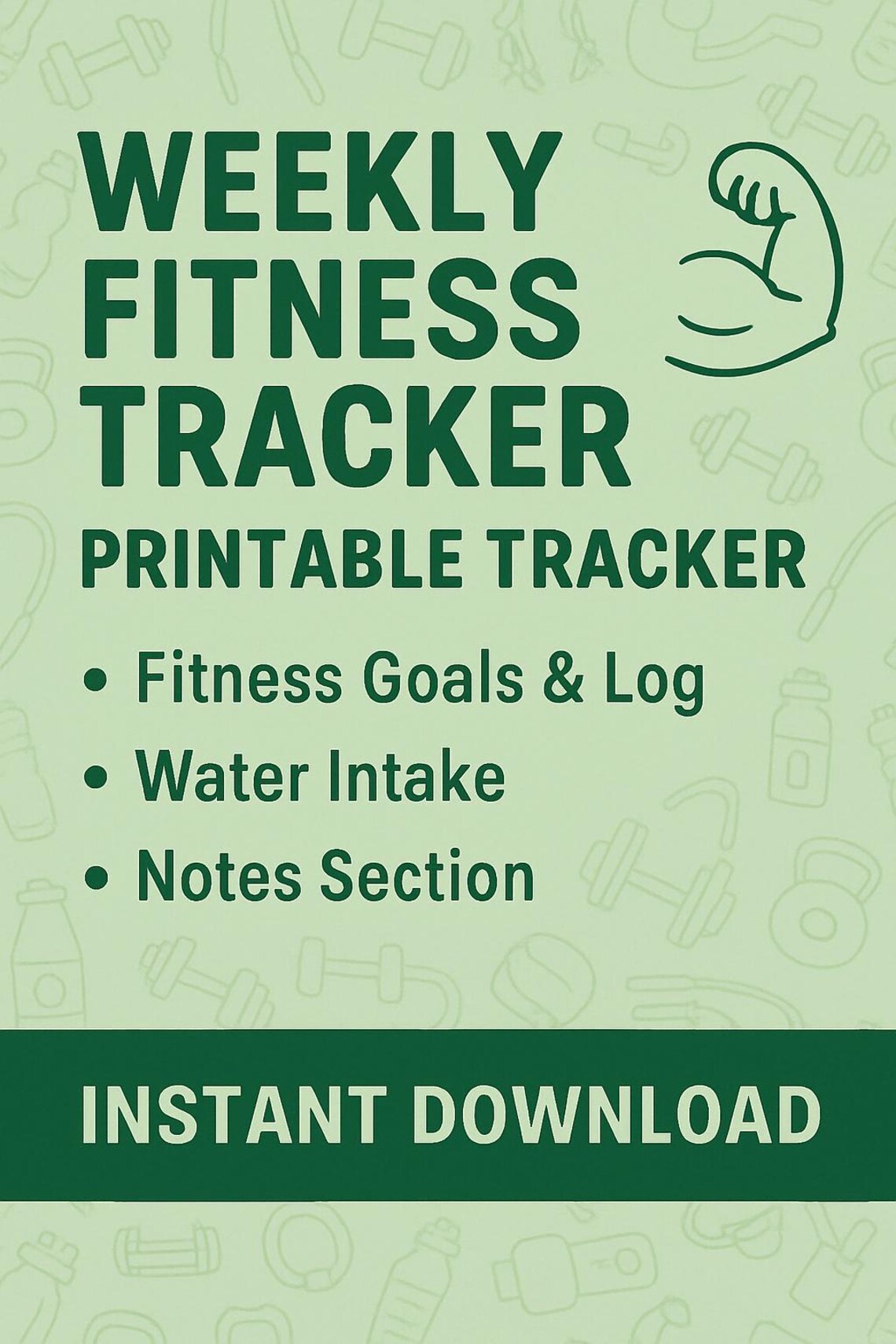 Weekly Fitness Tracker Printable | Exercise & Goal Log | Water Intake ...