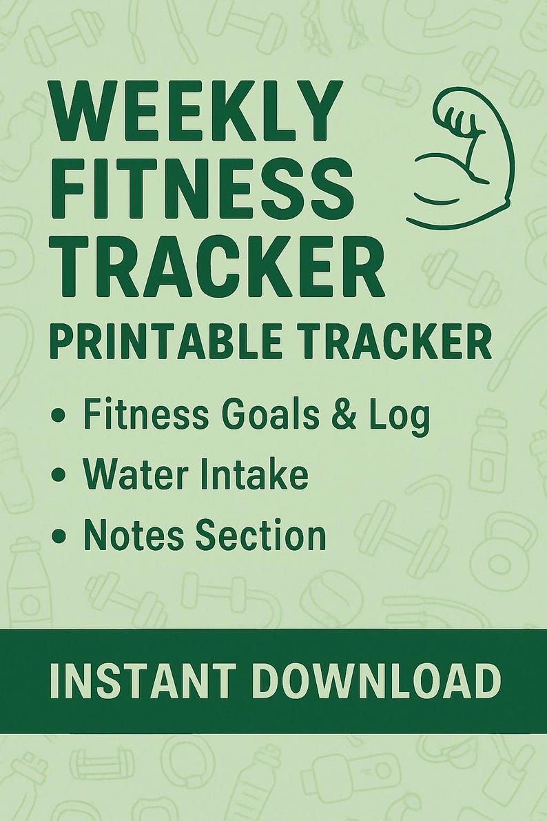 Weekly Fitness Tracker Printable | Exercise & Goal Log | Water Intake ...