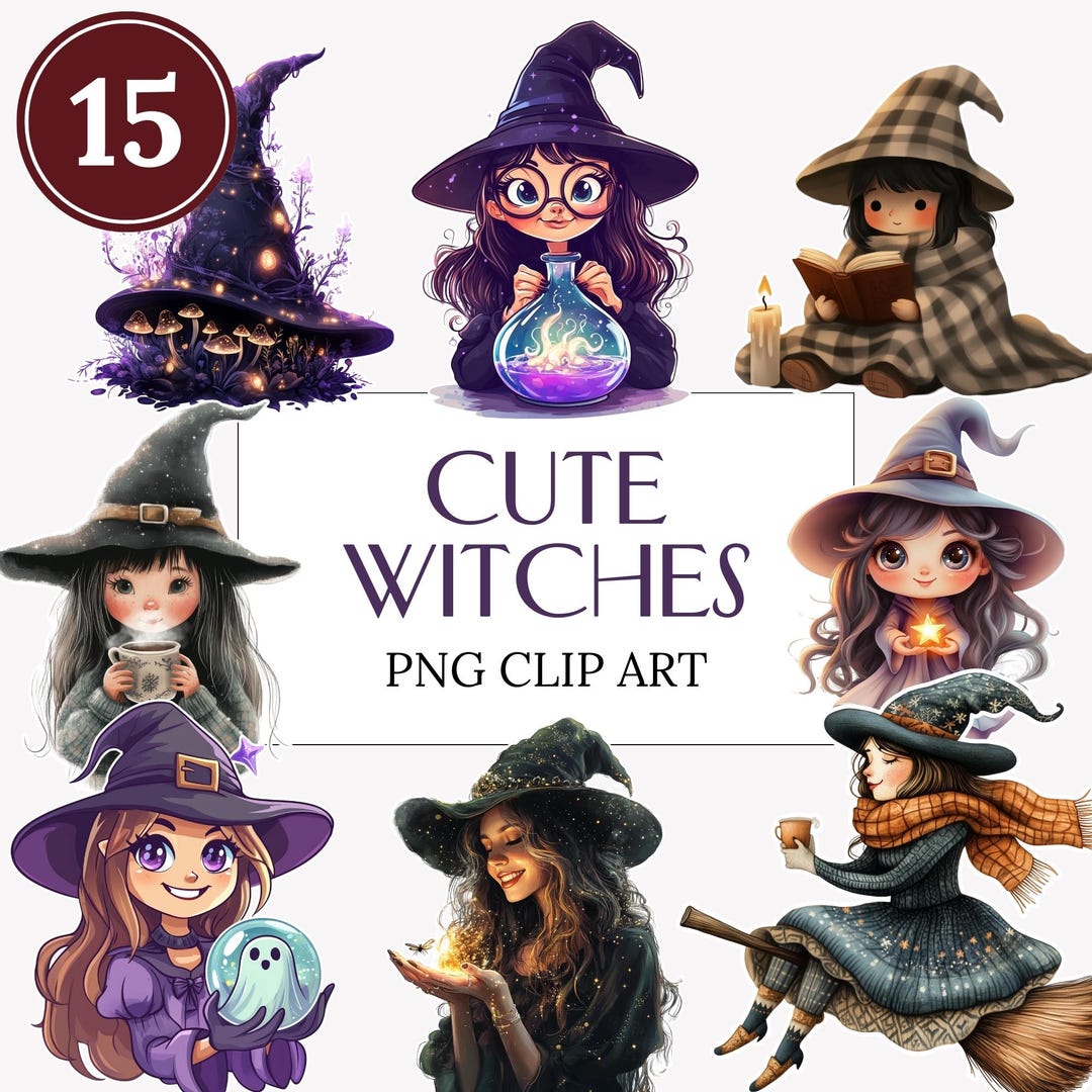 Witchy Clip Art 15 PNG Images High Quality, Witches for Stickers ...