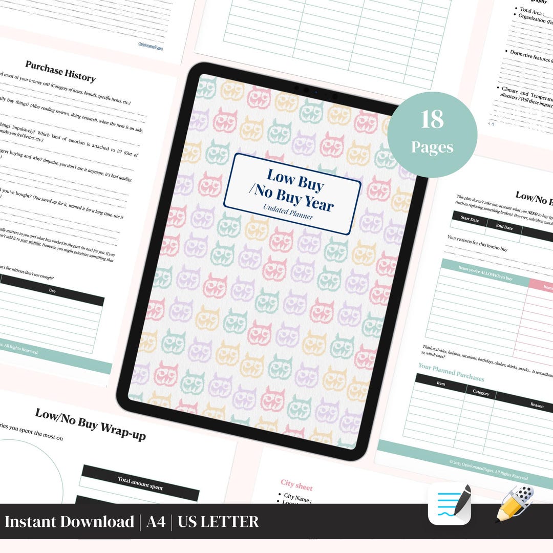No Buy Year Financial Planner 2026 | undated | printable Instant ...