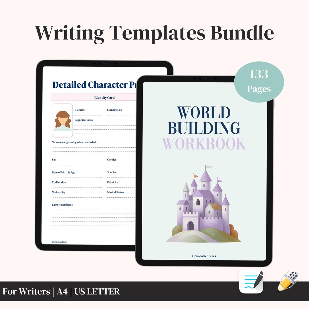 Character Sheet and Worldbuilding Workbook Bundle | Writing Worksheets ...
