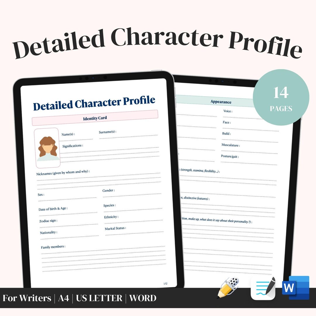 Main Character Sheet | Nanowrimo | Writing Worksheets | digital ...