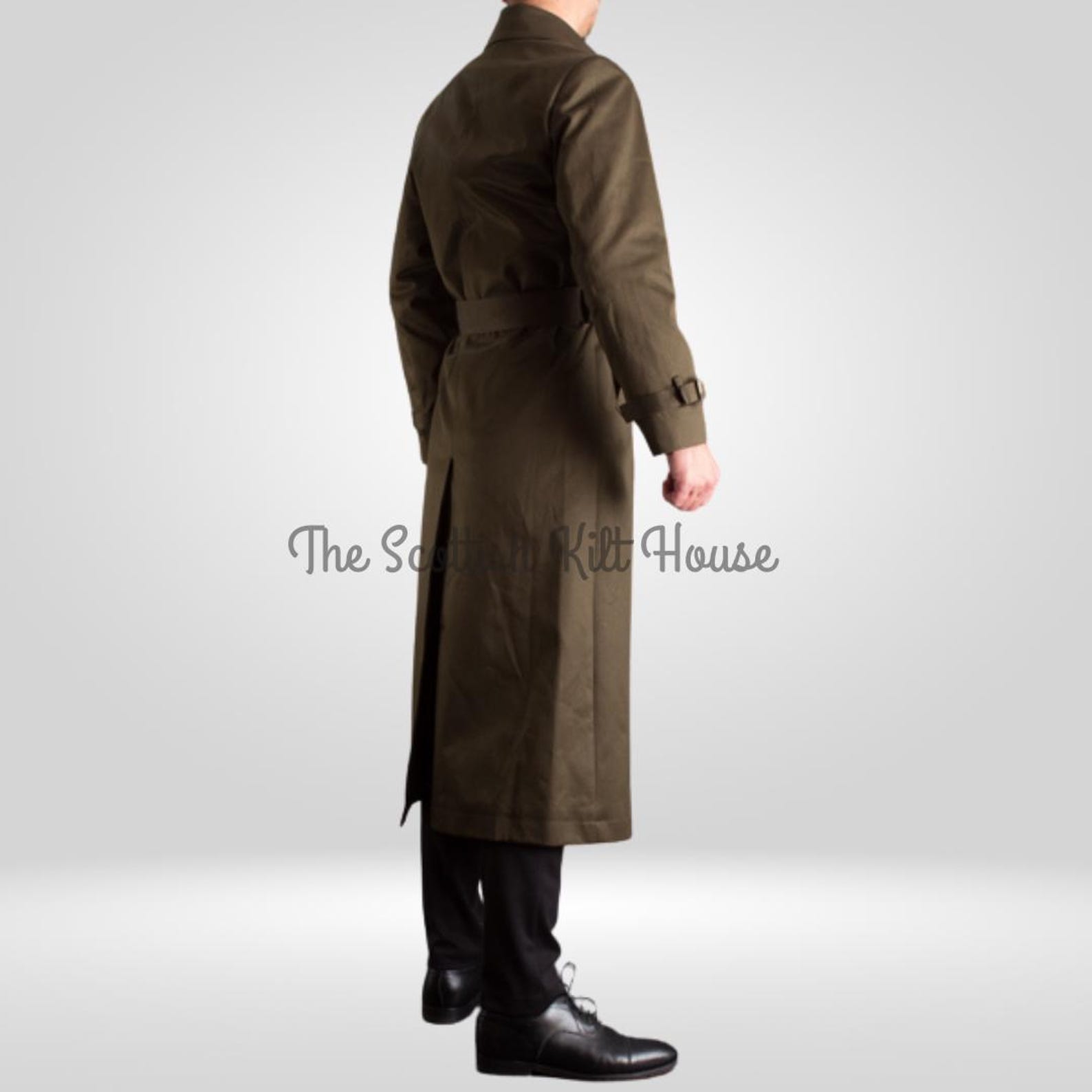 Khaki Military Trench Coat: Napoleon Style Cotton Overcoat - Etsy