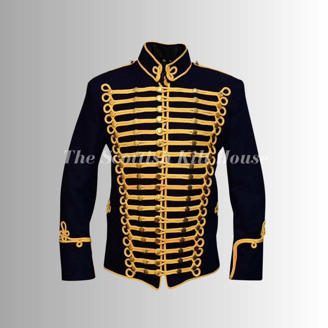 Black Hussar Military Pipe Band Jacket | Custom Scottish Drummer ...