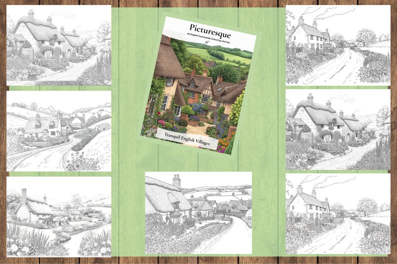 Tranquil English Villages – Countryside & Cottage Colouring Pages ...