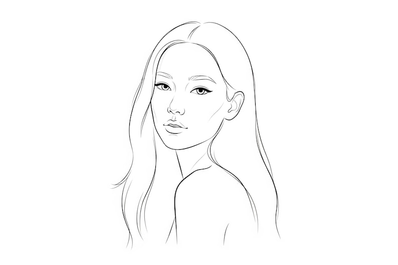 Minimalist Female Portrait Line Art Print | Modern Neutral Wall Art ...