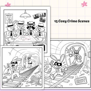 Funny Cozy Crime Scenes Coloring Pages for Adults | 15 Comic-style ...