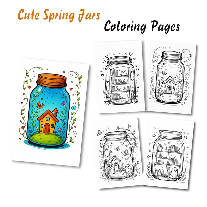 Kawaii Spring Jars Coloring Book – Bold Floral Designs, Relaxing ...