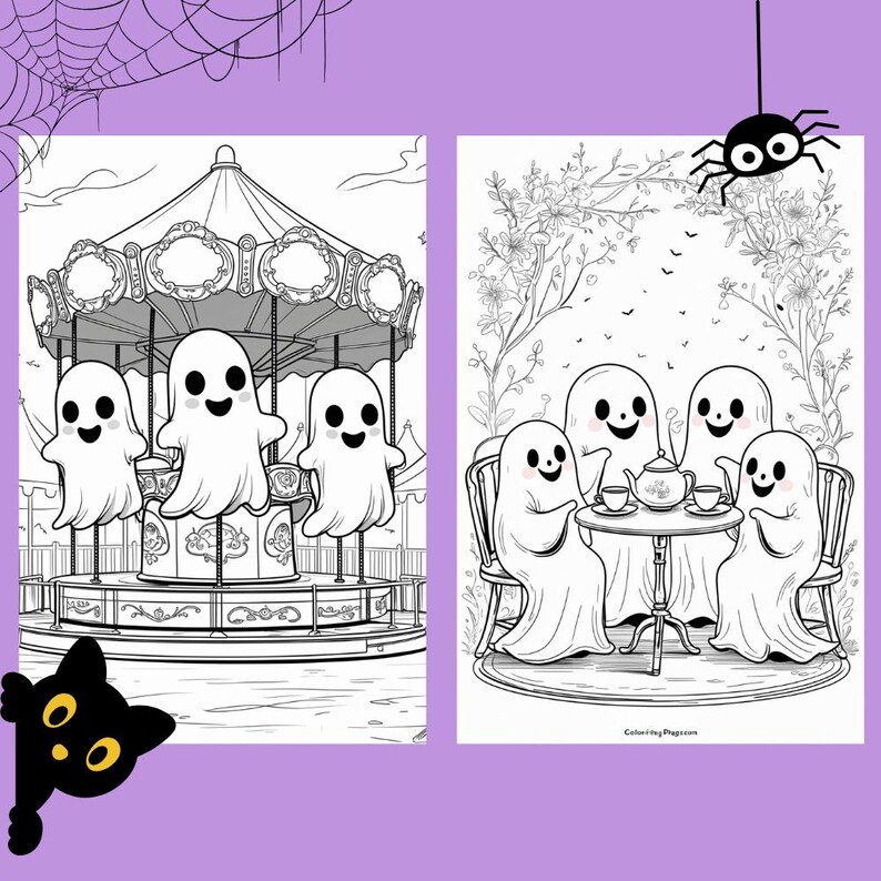 Halloween Kawaii Coloring Pages – Cute Ghosts, Chibi Anime and Pumpkin ...