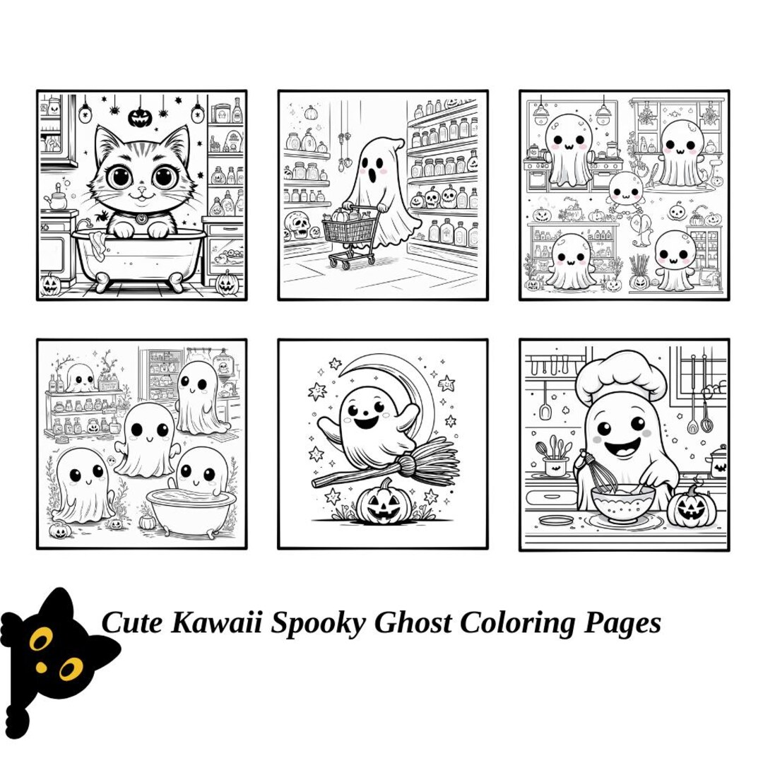 Spooky Hygge Coloring Pages – 20 Cozy Halloween Scenes | Kawaii PDF for ...