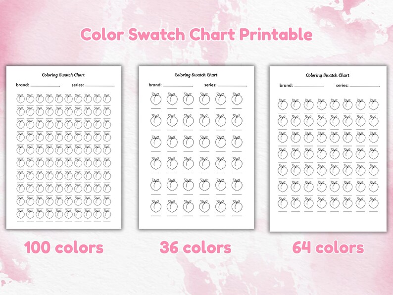 Color Palette Swatch Chart - Printable PDF Instant Download - Etsy