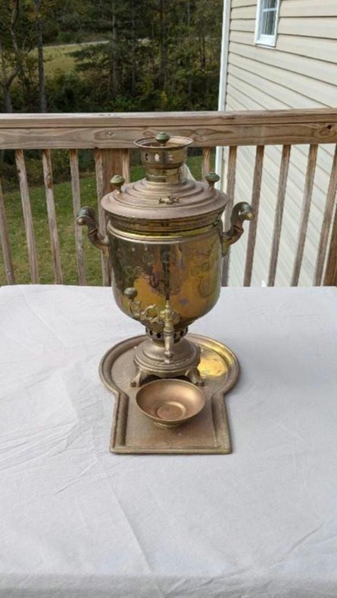 Antique 1896 Brass Russian Samovar Tea Set Vasiliy Stepanovich Tula ...