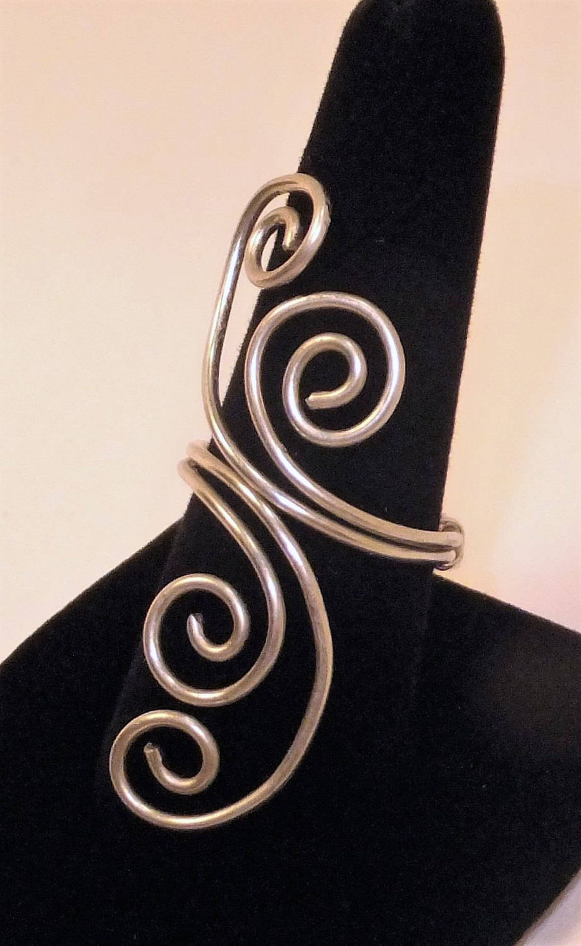 HANDMADE Large Statement Adjustable Metal Swirl Ring Silver or - Etsy