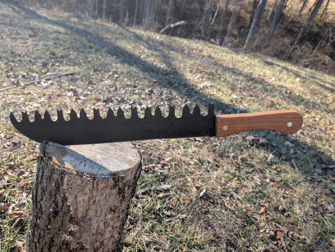 Custom Handmade Crosscut Machete Cherry Handle #3 Brass Bolts Upcycled ...