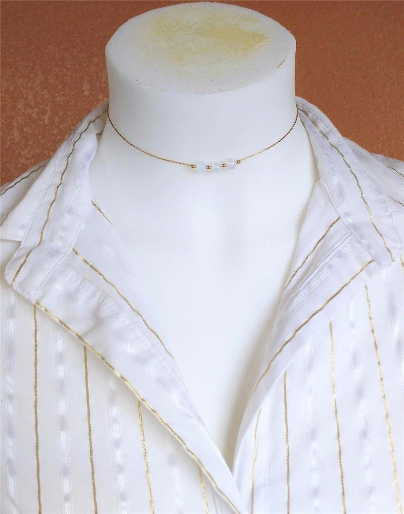 HANDMADE Gold Box Chain Choker Genuine Rainbow Moonstone 6mm & Gold ...