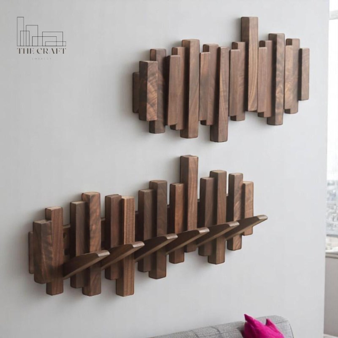Walnut Wood Piano Key Coat Rack: Wall Mounted Entryway Organizer - Etsy