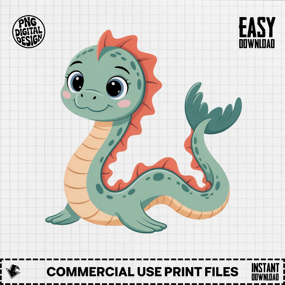 Baby Sea Serpent Clipart, Cute Sea Animal Clipart, Baby Nursery Clipart ...