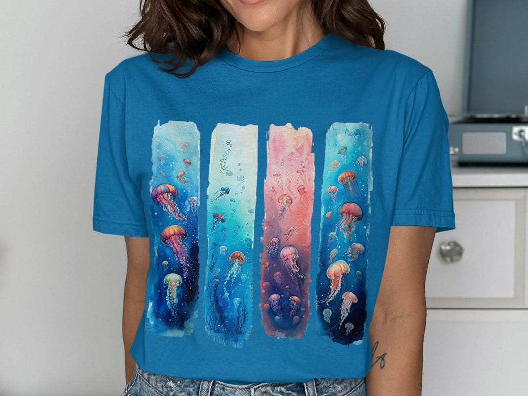 Jellyfish T-shirts, Watercolor Sea Life, Ocean Lover Gift, Artistic T ...