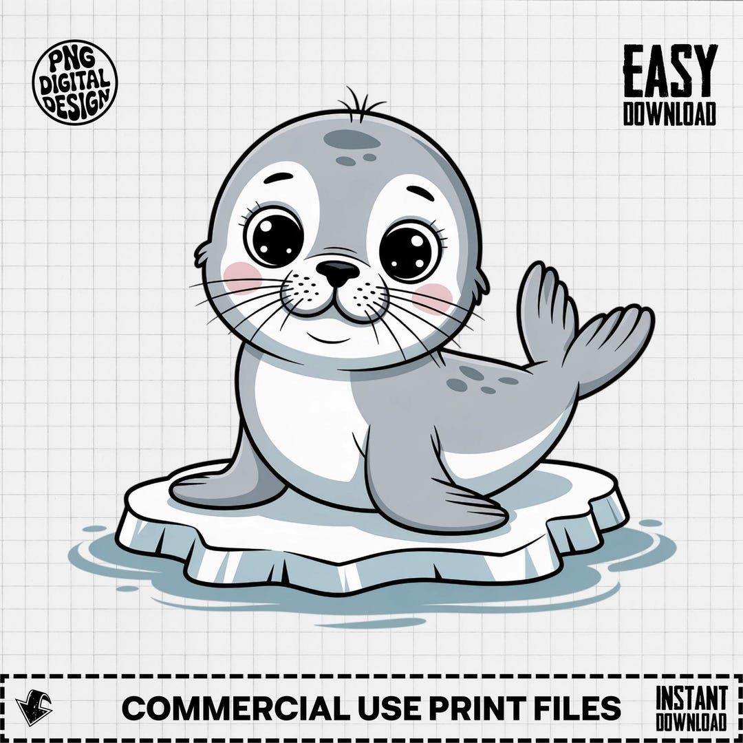 Baby Seal Clipart, Cute Animal Clipart, Nursery Clipart, Arctic Animal ...