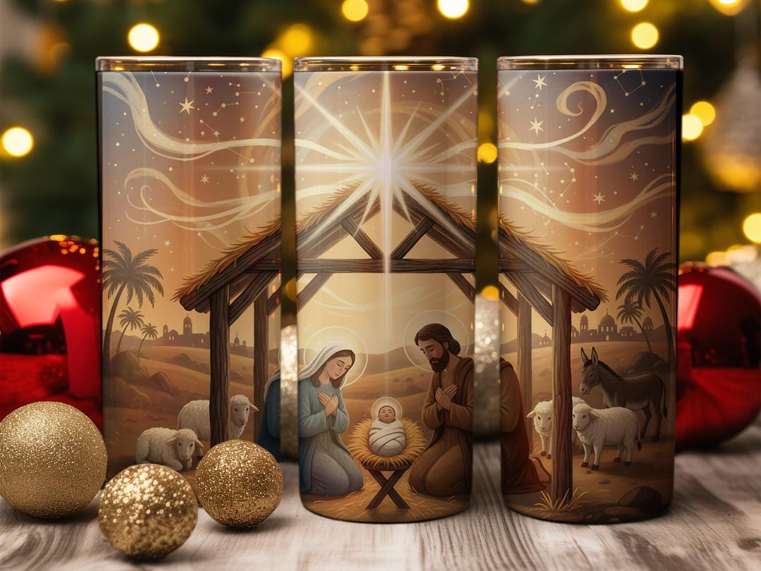 Christmas Nativity Tumbler Wrap: Birth of Jesus, Star of Bethlehem ...