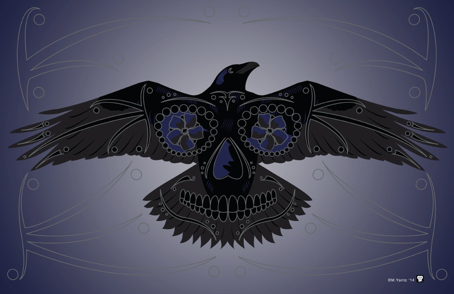 Raven Sugar Skull Print 11x17 Print - Etsy