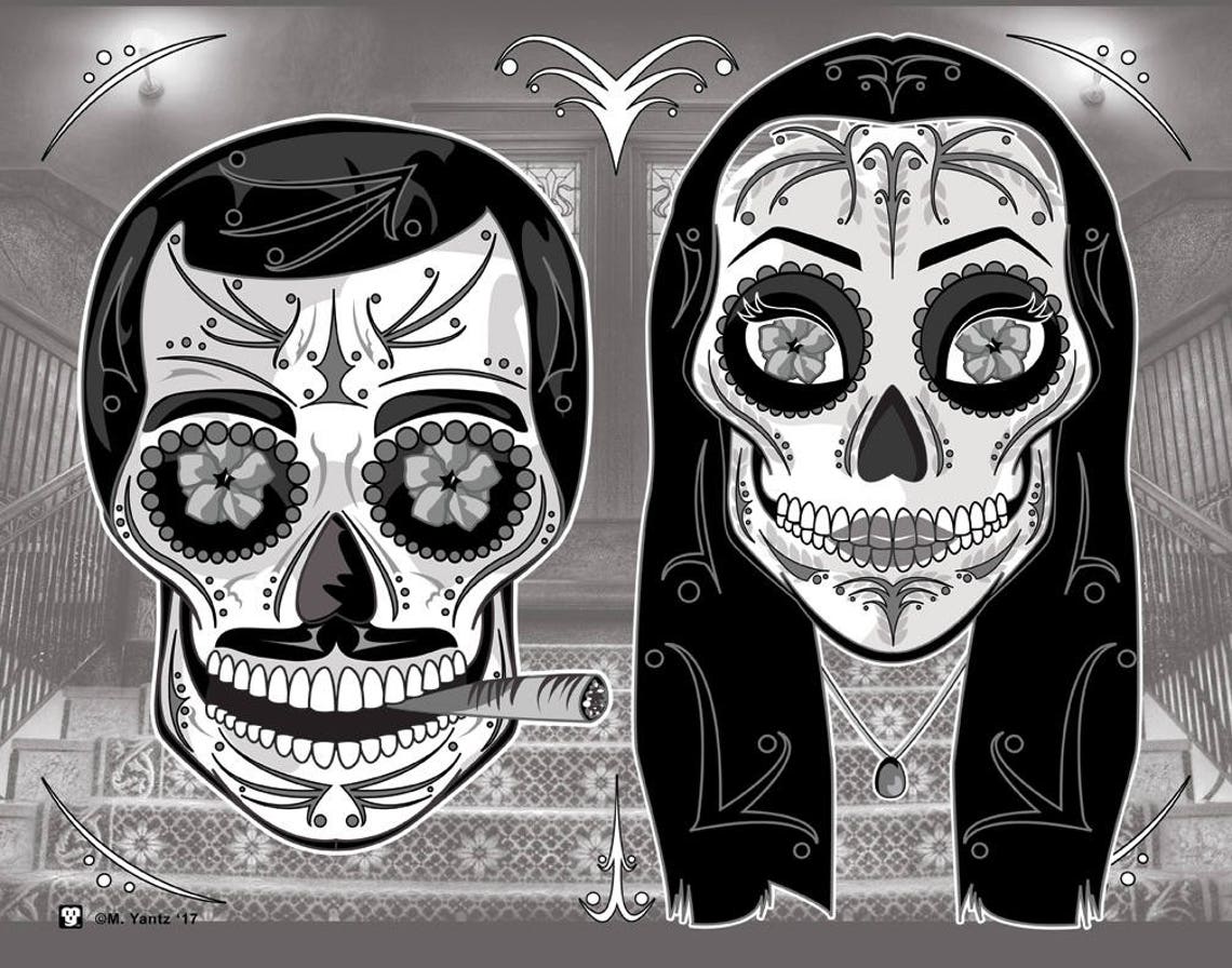Addams Family Gomez & Morticia Sugar Skulls 11x14 Print - Etsy