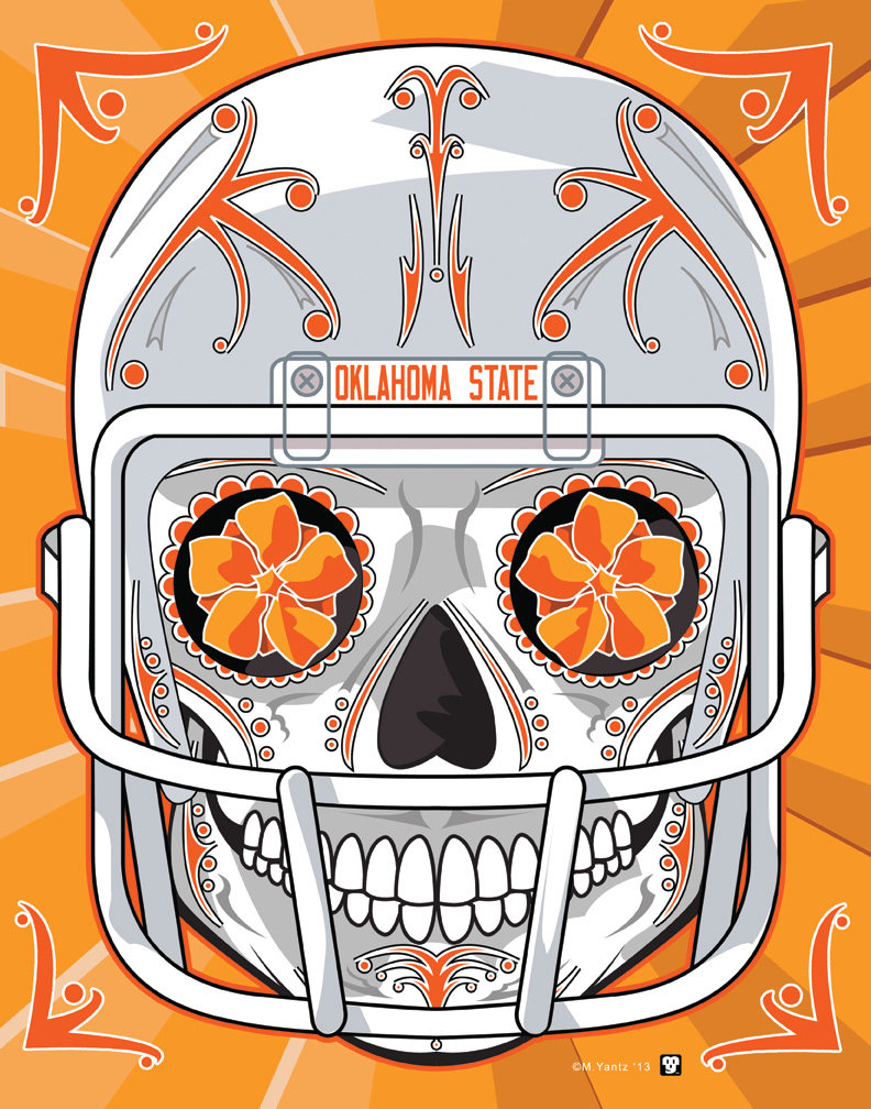 Custom Football Sugar Skull Print of Your Team - Etsy