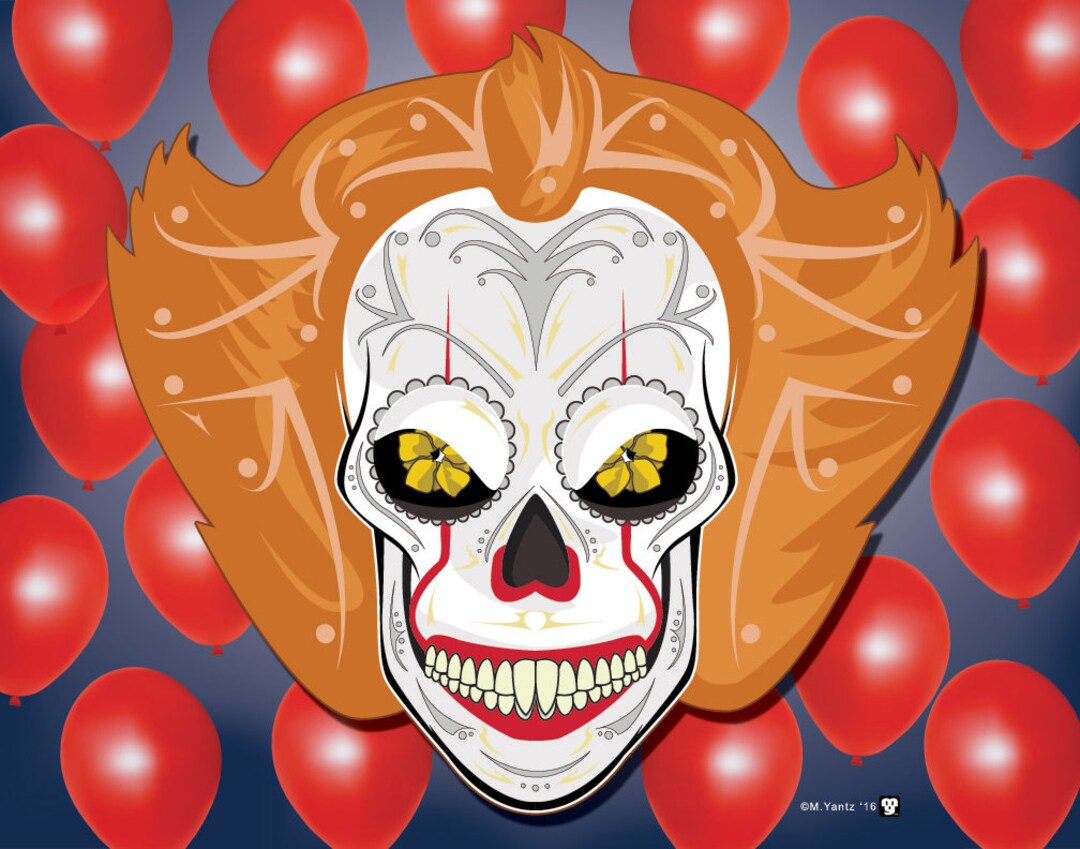 Pennywise IT Sugar Skull Print 11x14 Print - Etsy