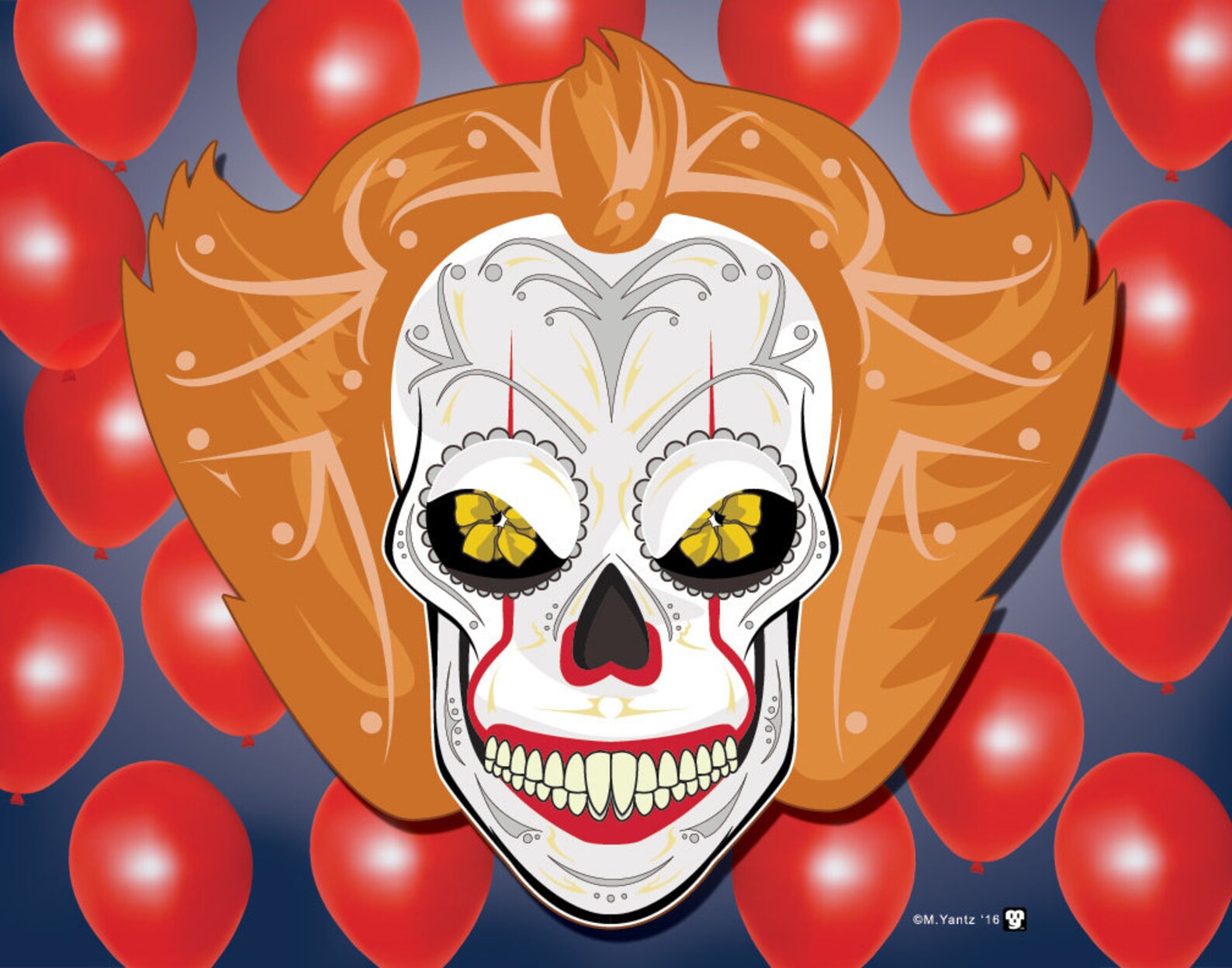 Pennywise IT Sugar Skull Print 11x14 print | Etsy