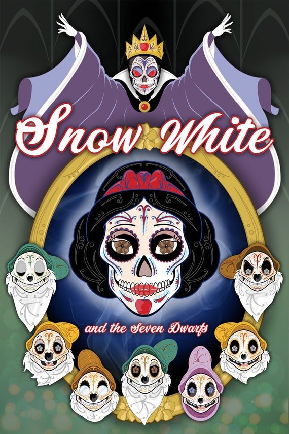 Snow White & the 7 Dwarfs Sugar Skull 11x17 Movie Poster | Etsy