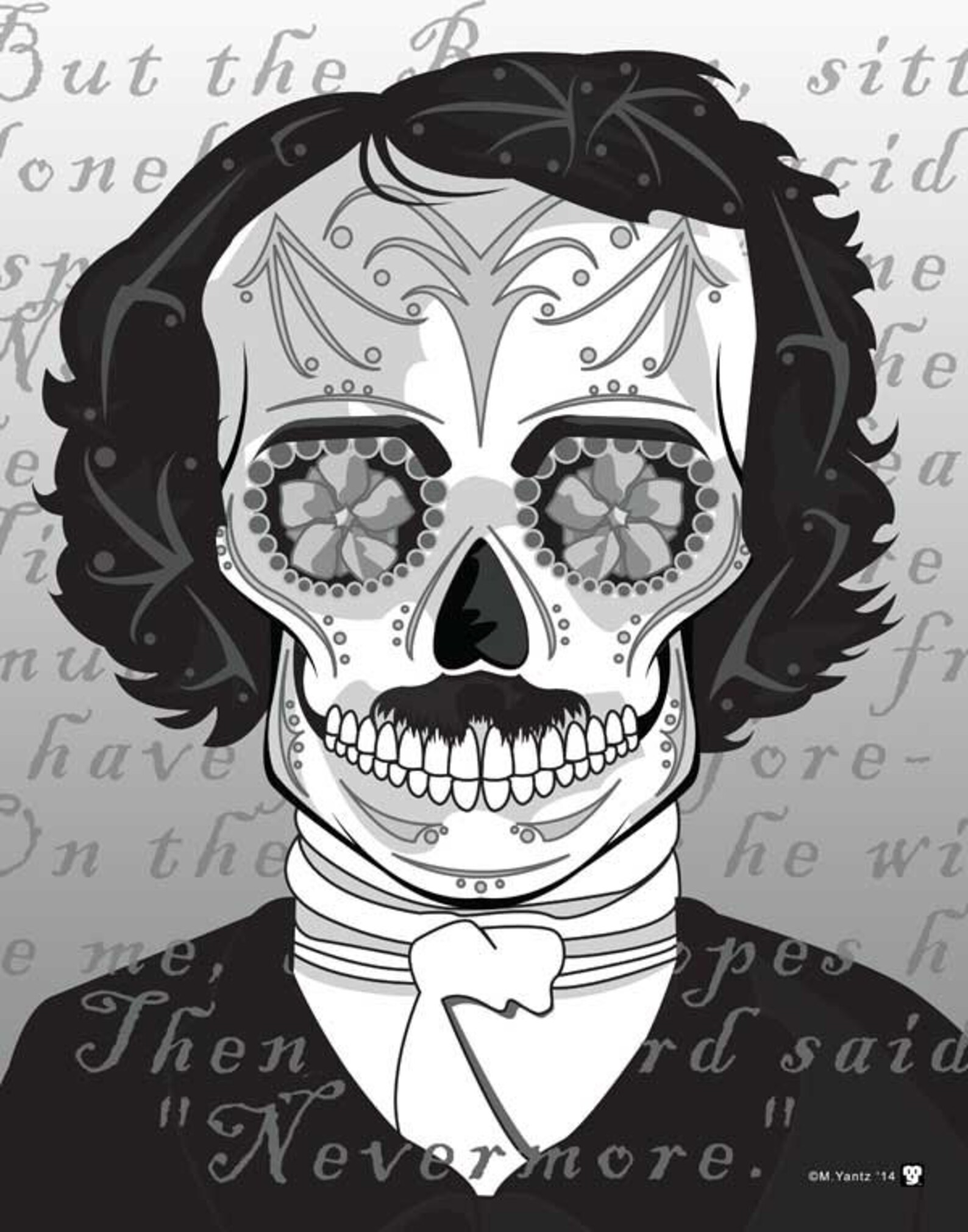 Edgar Allan Poe Sugar Skull Print impression de « Nevermore » 11 x 14 ...