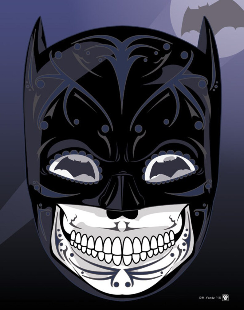 Batman Dark Knight Sugar Skull 11x14 Print | Etsy
