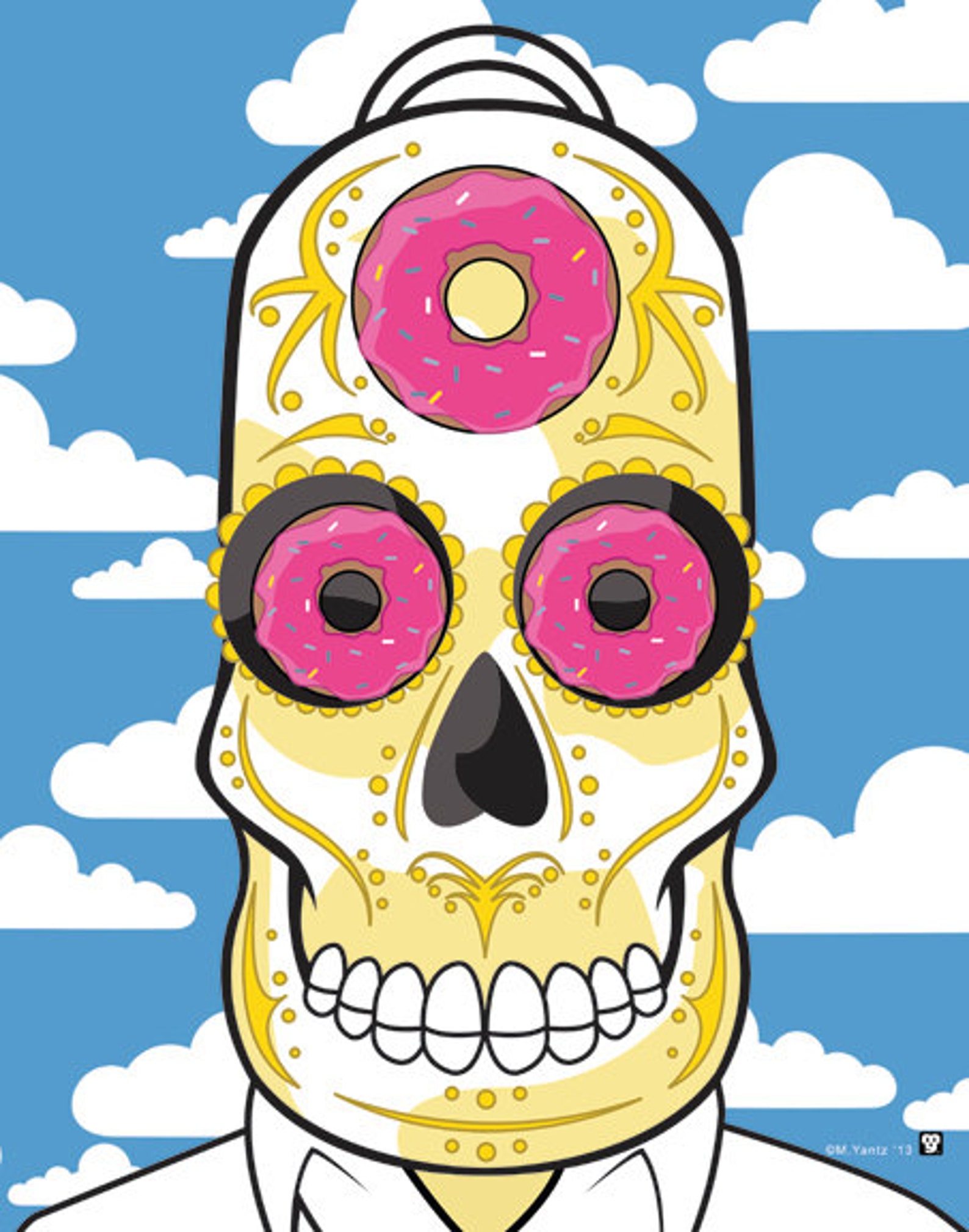 Homer Simpson Sugar Skull Print 11x14 Print Doh - Etsy
