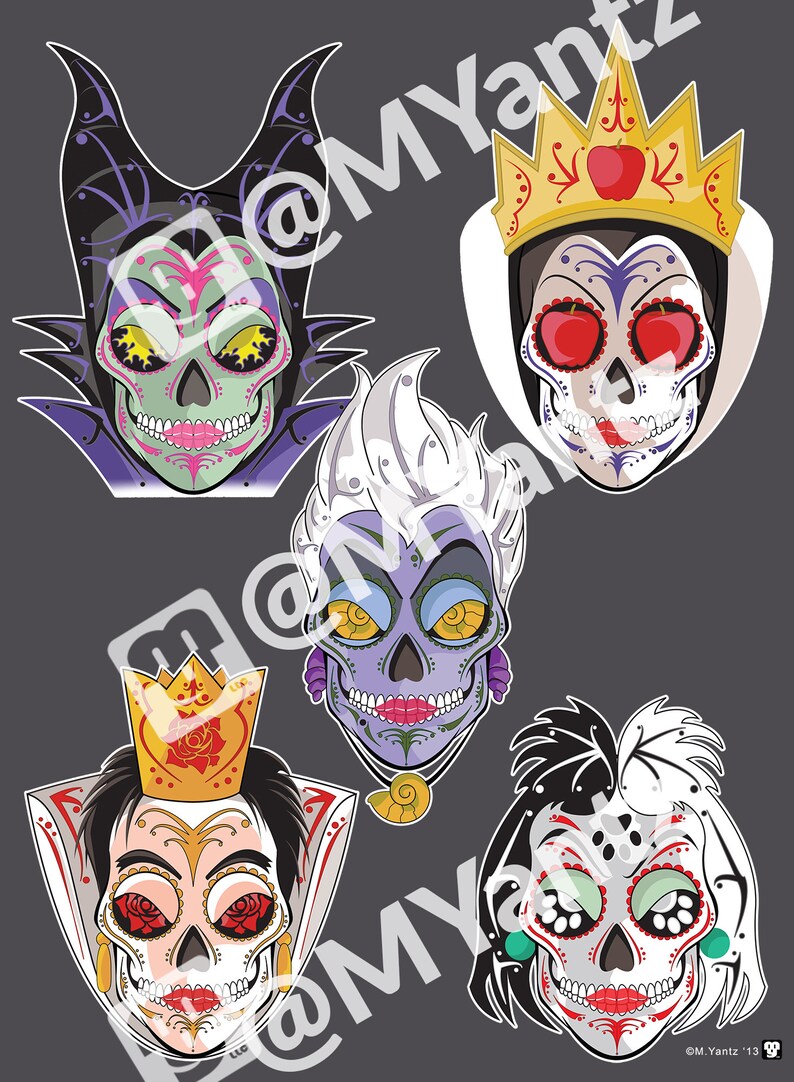 5 Villains Sugar Skull Shirt - Etsy