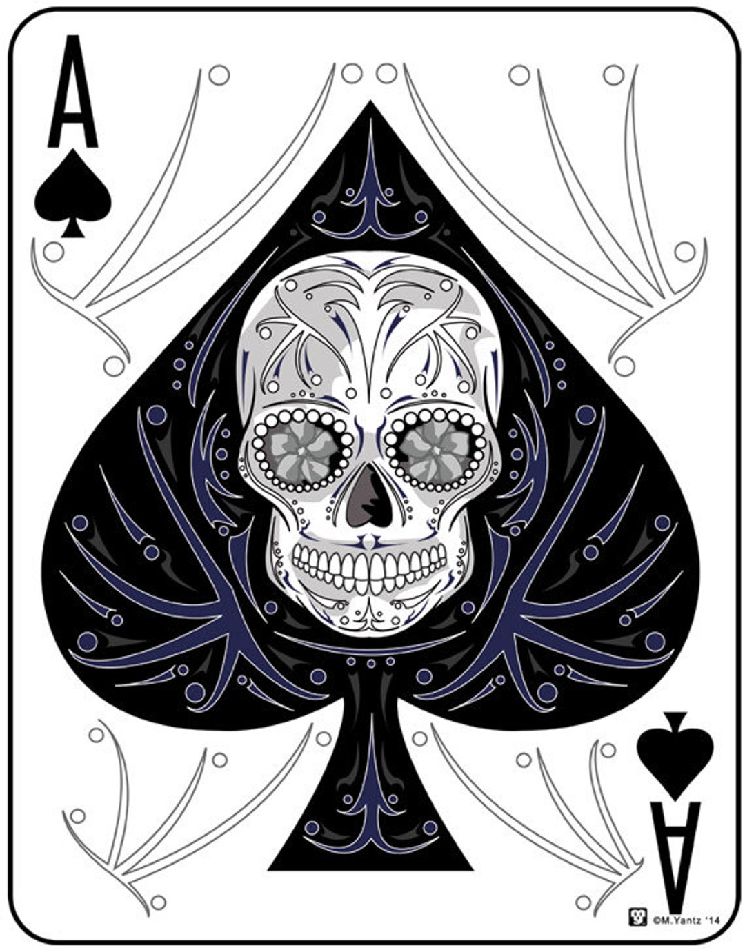 Ace of Spades Sugar Skull Playing Card 11x14 Print - Etsy