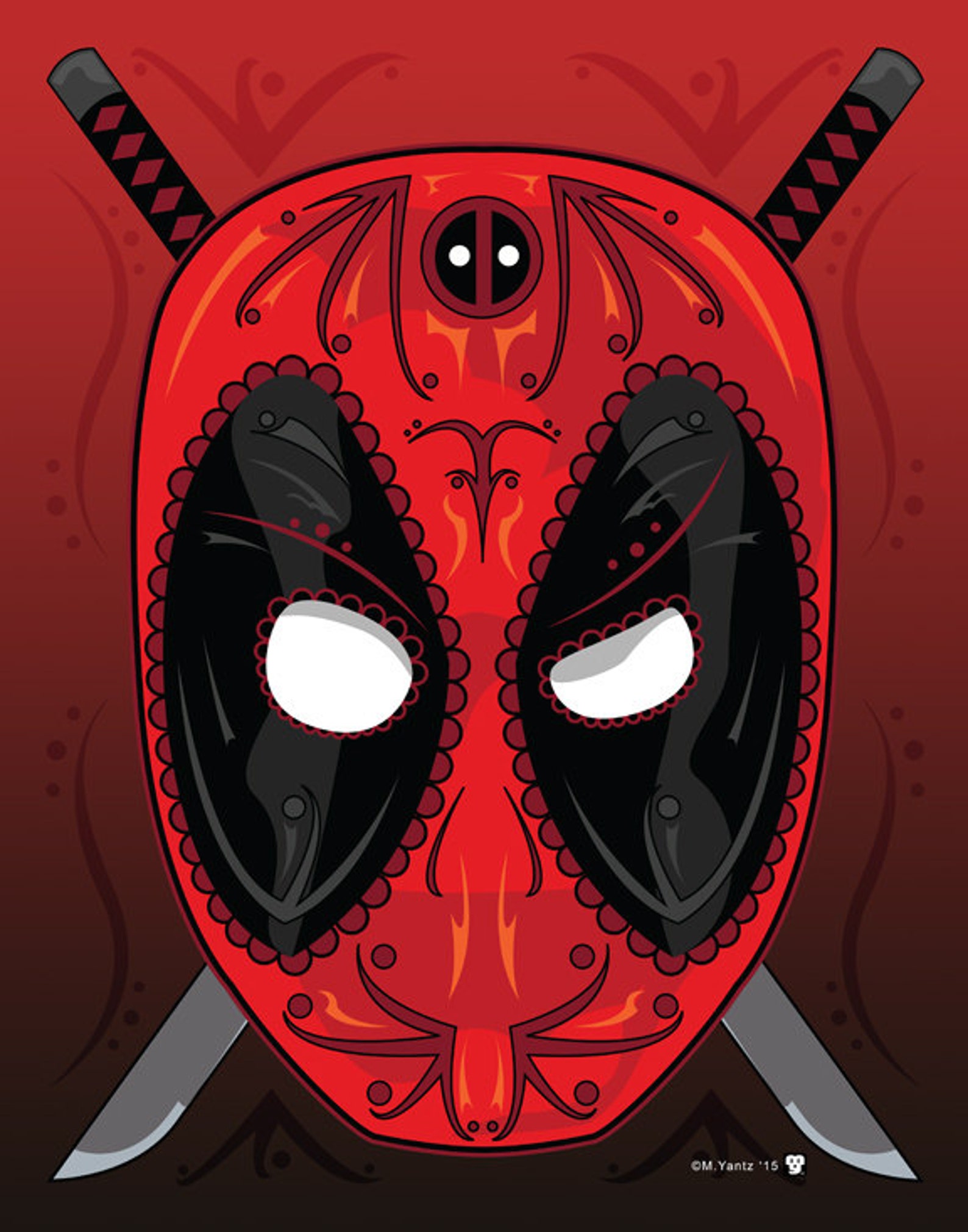 Deadpool Sugar Skull 11x14 Print - Etsy