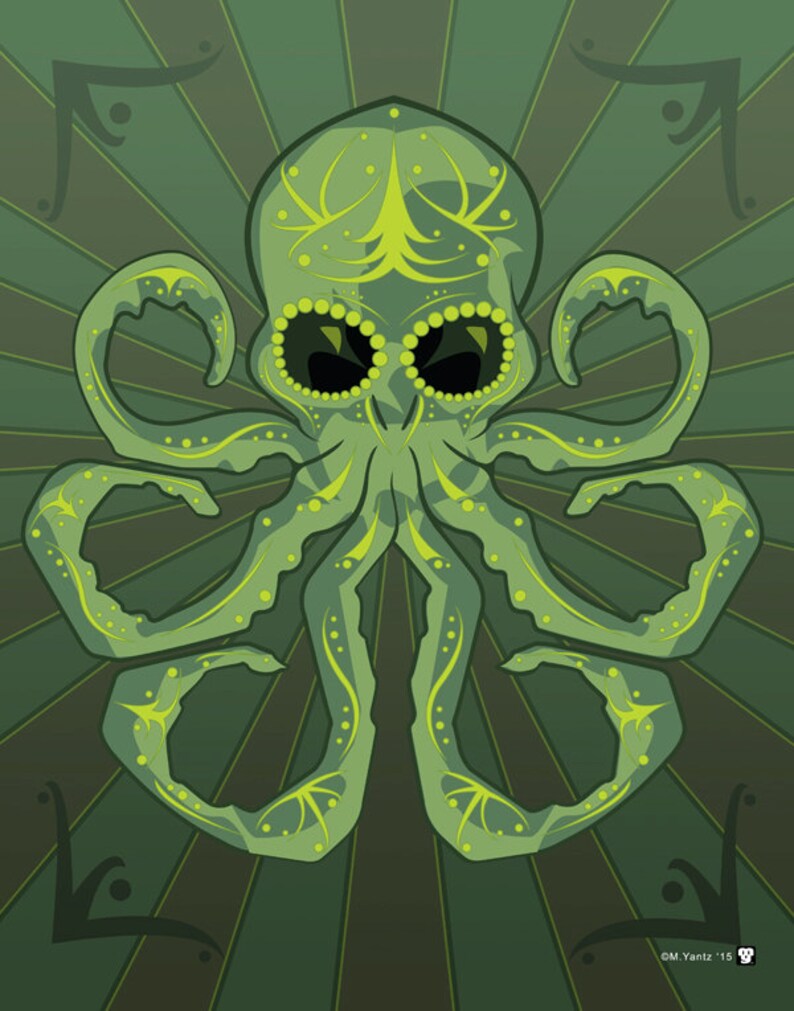 H.P. Lovecraft's Cthulhu Sugar Skull 11x14 Print - Etsy
